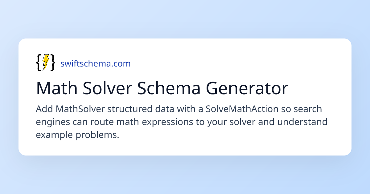 Math Solver Schema Generator | SwiftSchema